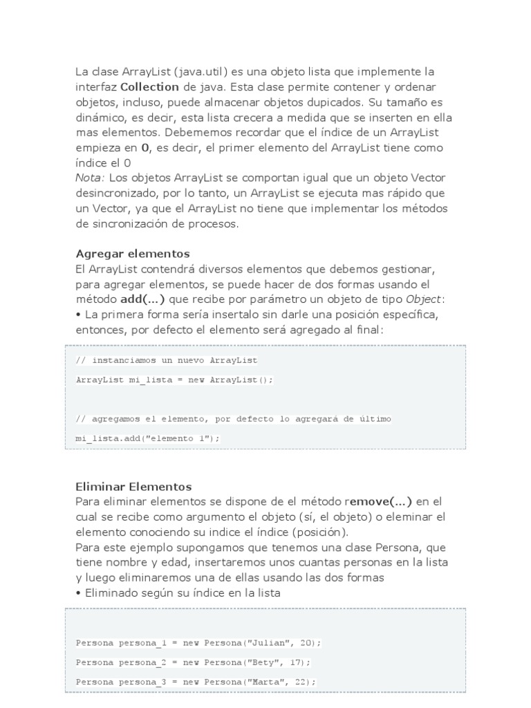 La Clase ArrayList | PDF | Java (lenguaje de programación) | Programación de computadoras