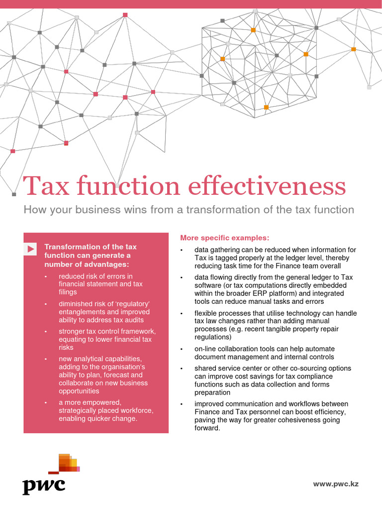 Transforming Tax Function Effectiveness | PDF | Outsourcing | Internal ...