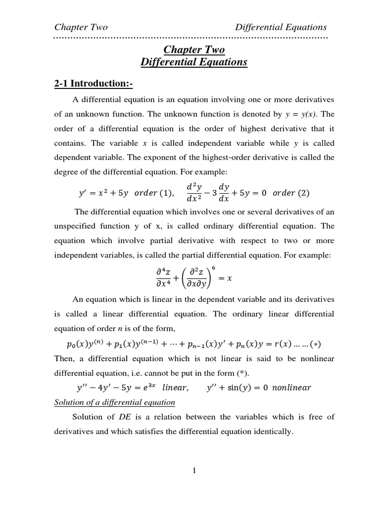 Chapter Two - 2 | PDF | Differential Equations | Equations Chapter Two - 2 | PDF | Differential Equations | Equations