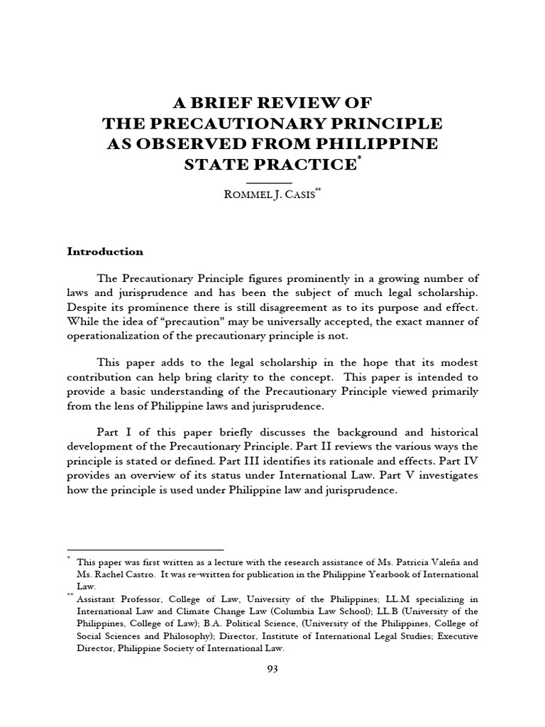 Philippine Perspective on Precautionary Principle | PDF | Politics ...