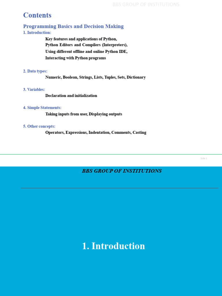Python Unit 1 Pdf Python Programming Language Variable Computer Science