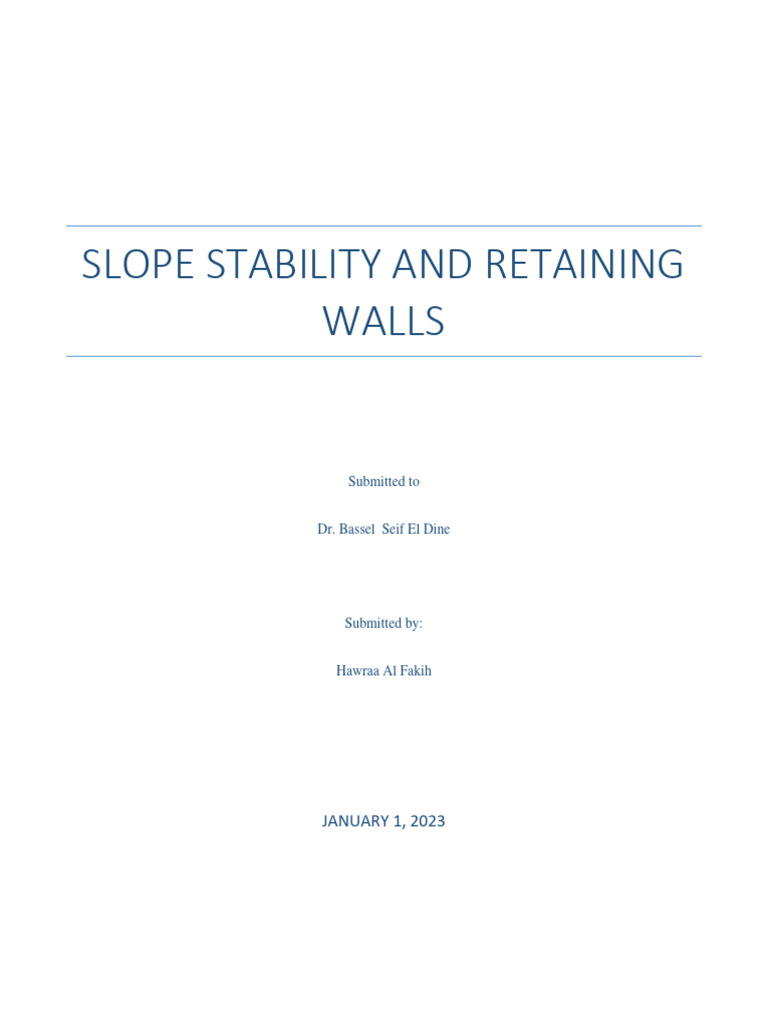 Slope Stability and Retaining Walls Analysis | PDF | Soil Science ...