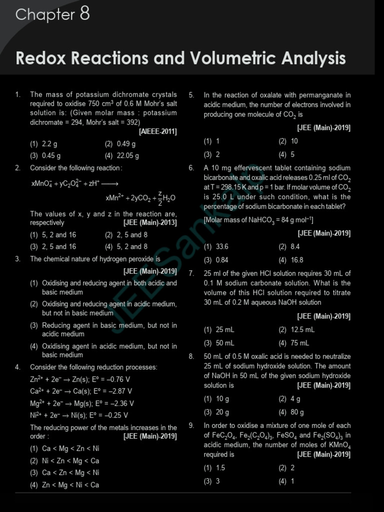 Redox Reaction | PDF | Titration | Chemistry