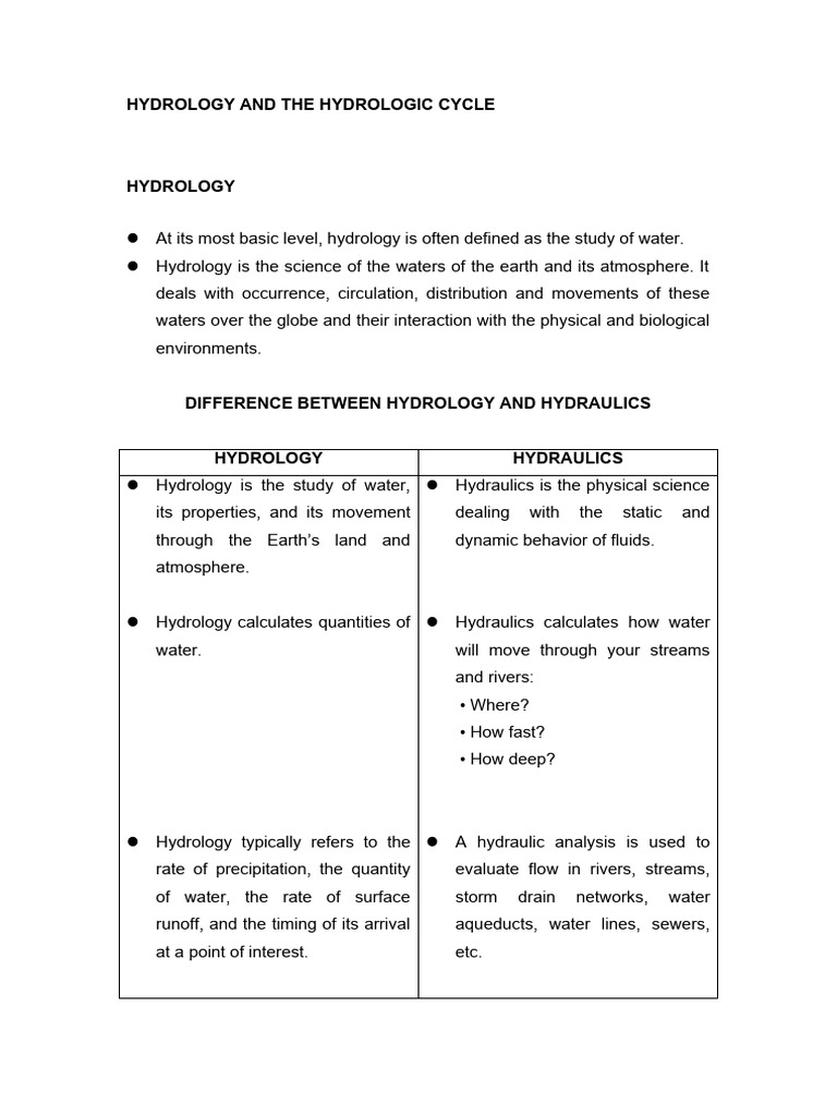 HYDROLOGY-AND-THE-HYDROLOGIC-CYCLE | PDF | Surface Runoff | Hydrology
