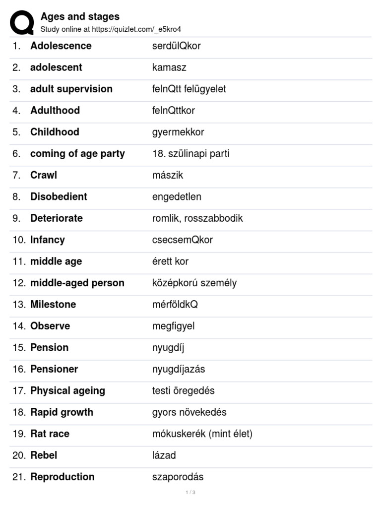 Ages and Stages | PDF