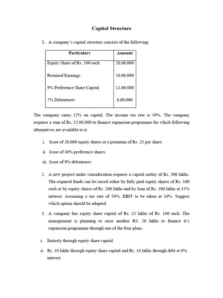 capital structure (1) | PDF | Capital Structure | Equity (Finance)