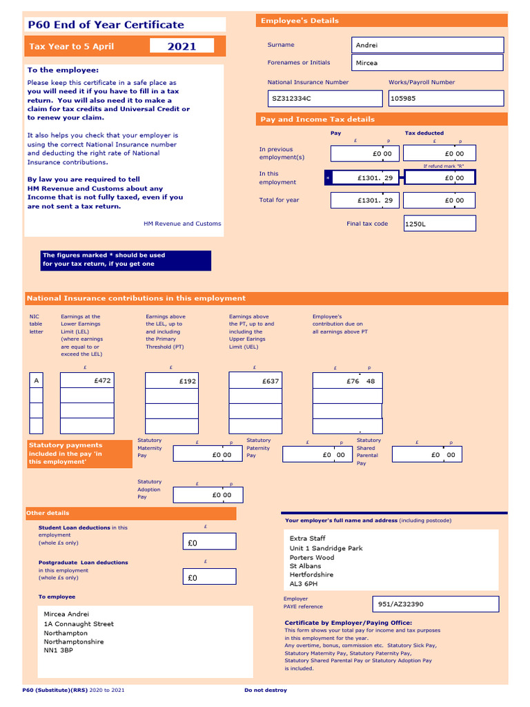 P60-Mircea Andrei | PDF | Taxes | Government Finances