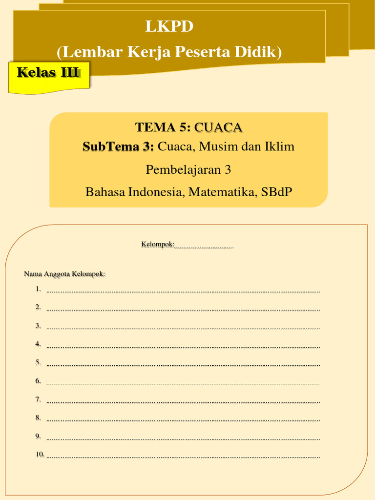 LKPD Kelas 3 - Siklus 1 Sudah | PDF