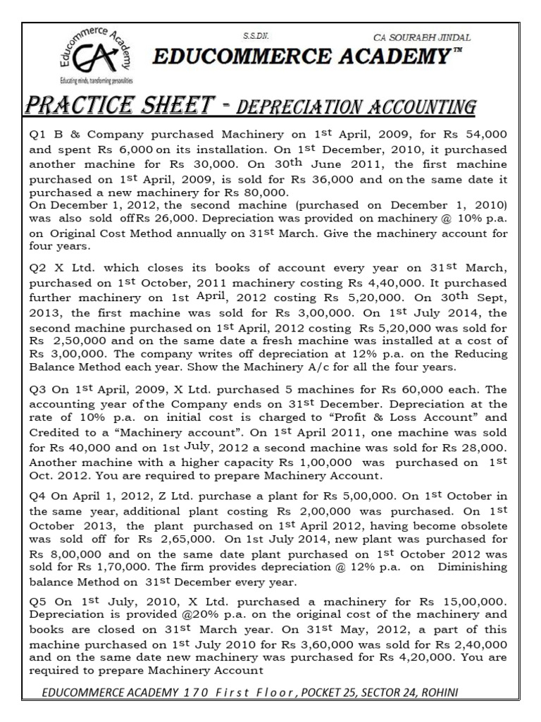 Depreciation Assignment | PDF | Depreciation | Cost