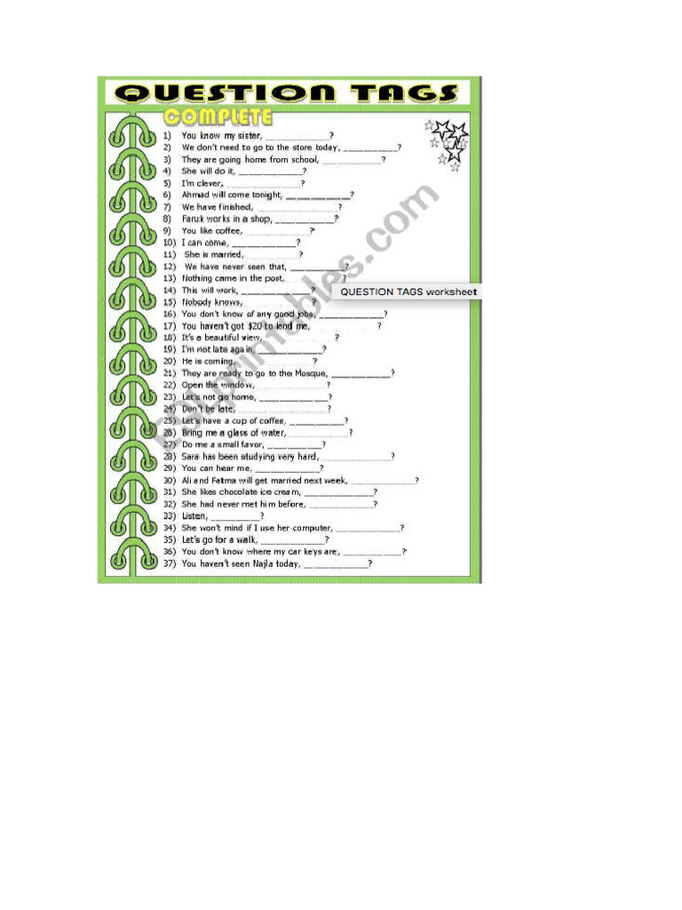 Question Tags Activity | PDF