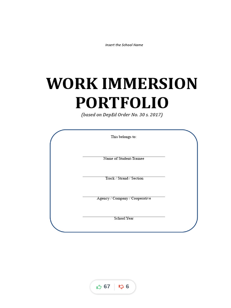 Work Immersion Portfolio Based On Dep Ed | Download Free PDF | Job Interview | Leadership