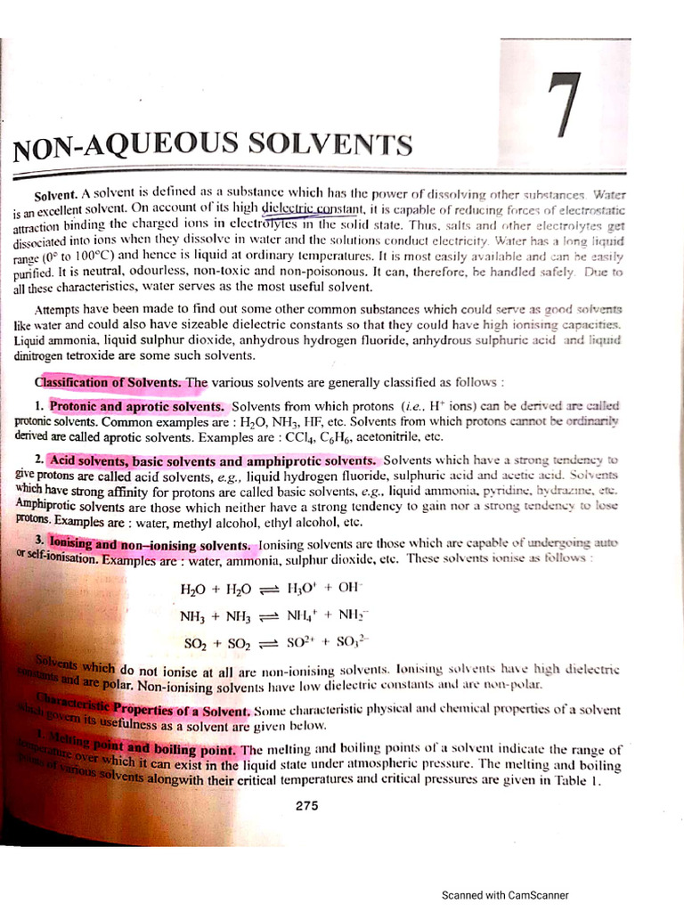 Non Aqueous Solvents | PDF