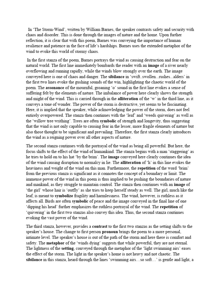 The Storm-Wind Essay | PDF | Poetry