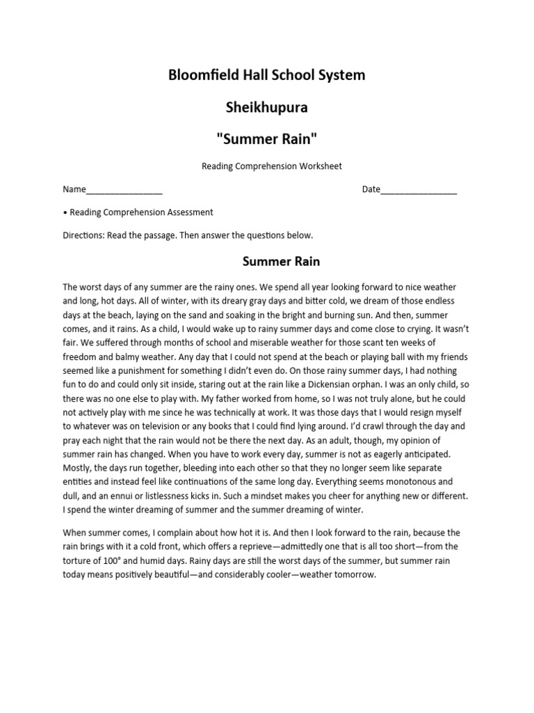 Comprehension Class 8 | PDF | Foreign Language Studies