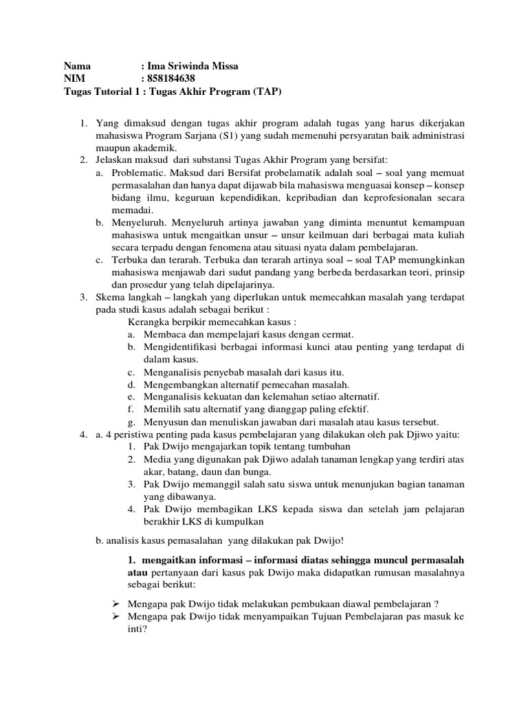 Tugas Tutorial 1 TAP - Ima Srwinda Missa | PDF