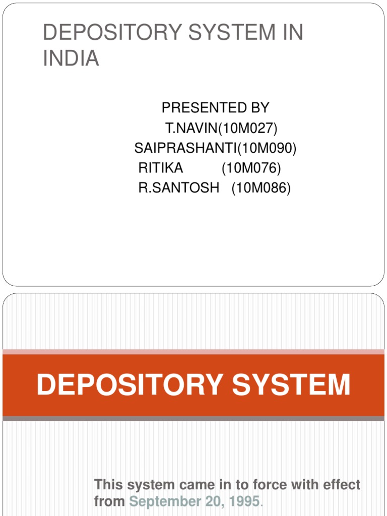 Depository System | PDF | Securities (Finance) | Money