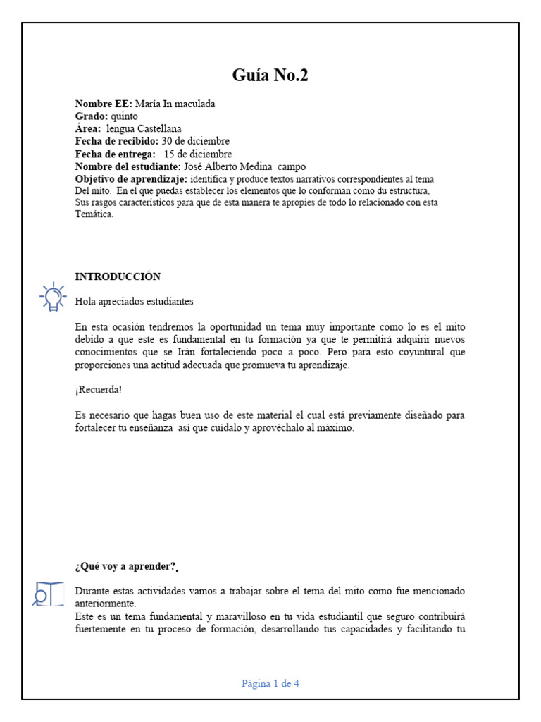 guia 2 el mito | PDF | Aprendizaje