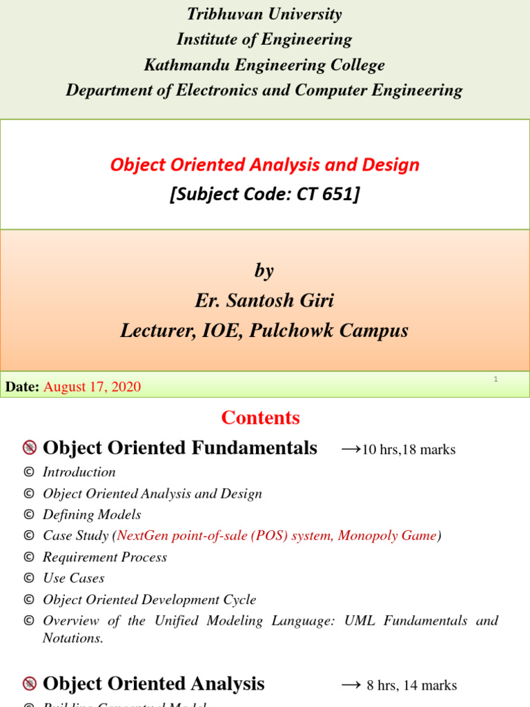 OOAD FullNote | PDF | Use Case | Class (Computer Programming)