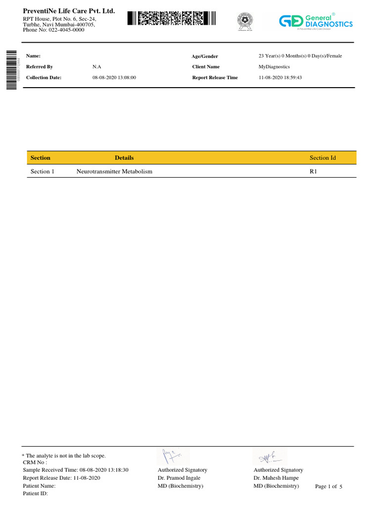 Sample Report Neurotransmitter | PDF | Neurotransmitter | Chemical Synapse