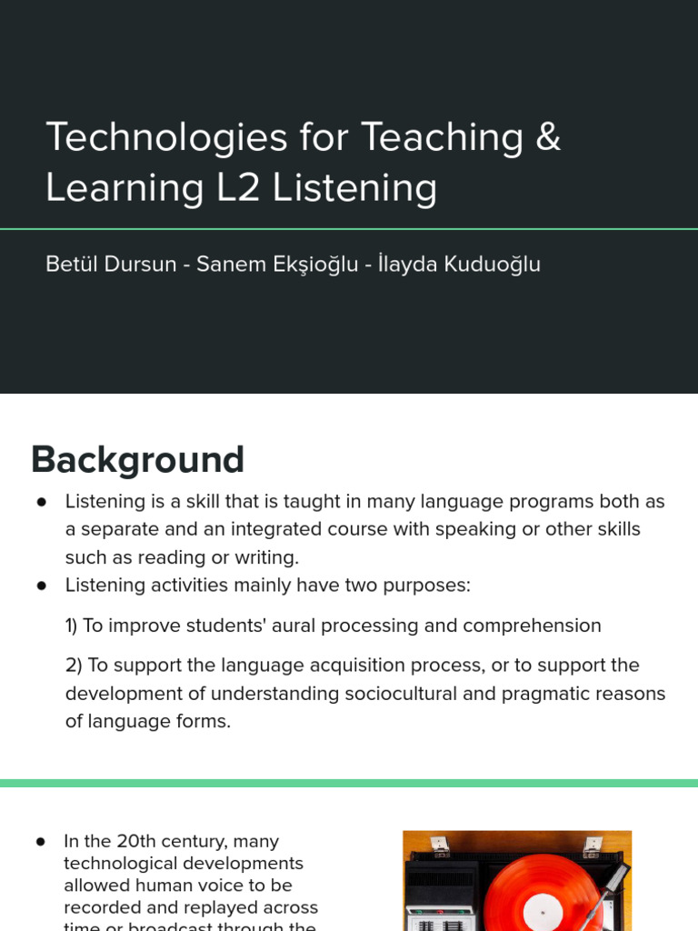 Technologies For Teaching and Learning L2 Listening | PDF | Second ...