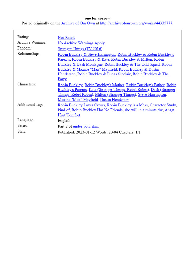 One For Sorrow | PDF