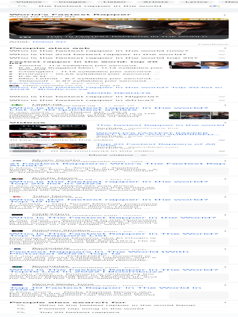 Fastest Rappers: Top 20 List | PDF | Rapping | African American Music