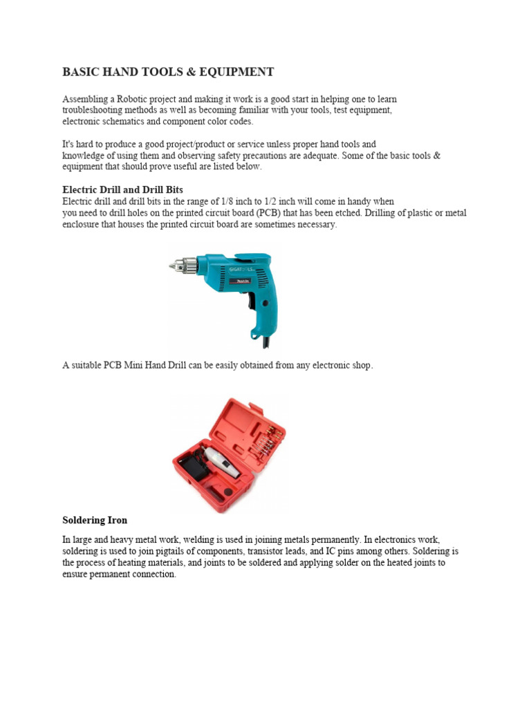 Basic Hand Tools | PDF | Soldering | Printed Circuit Board