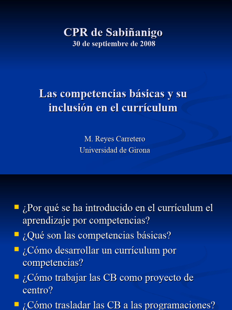 Las Competencias Basicas y Su Inclusion en El Curriculo | PDF