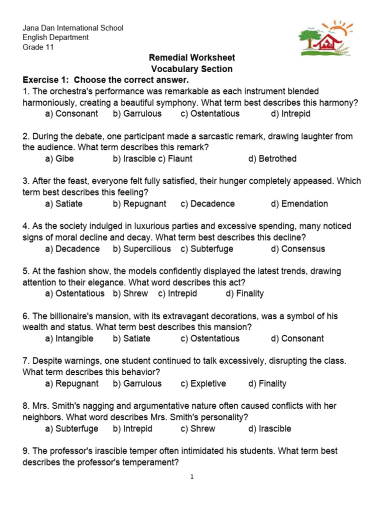 Remedial Worksheet Grade 11 | Download Free PDF | Adverb | Part Of Speech
