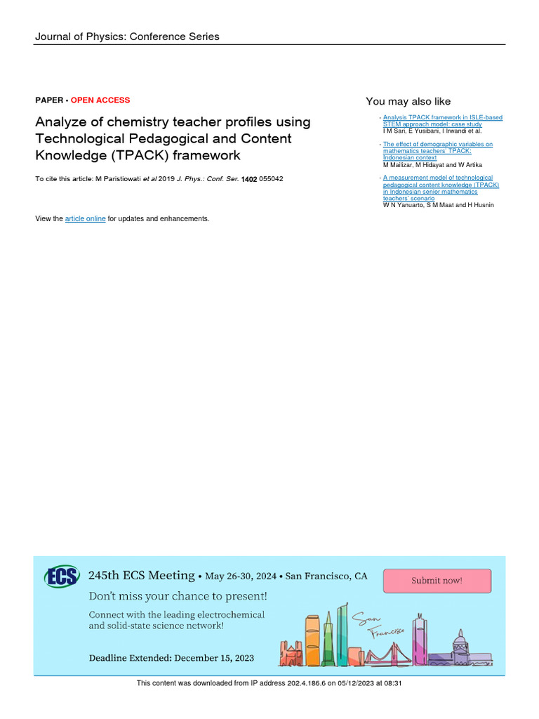 Jurnal Tpack 5 | PDF | Teachers | Teaching Method