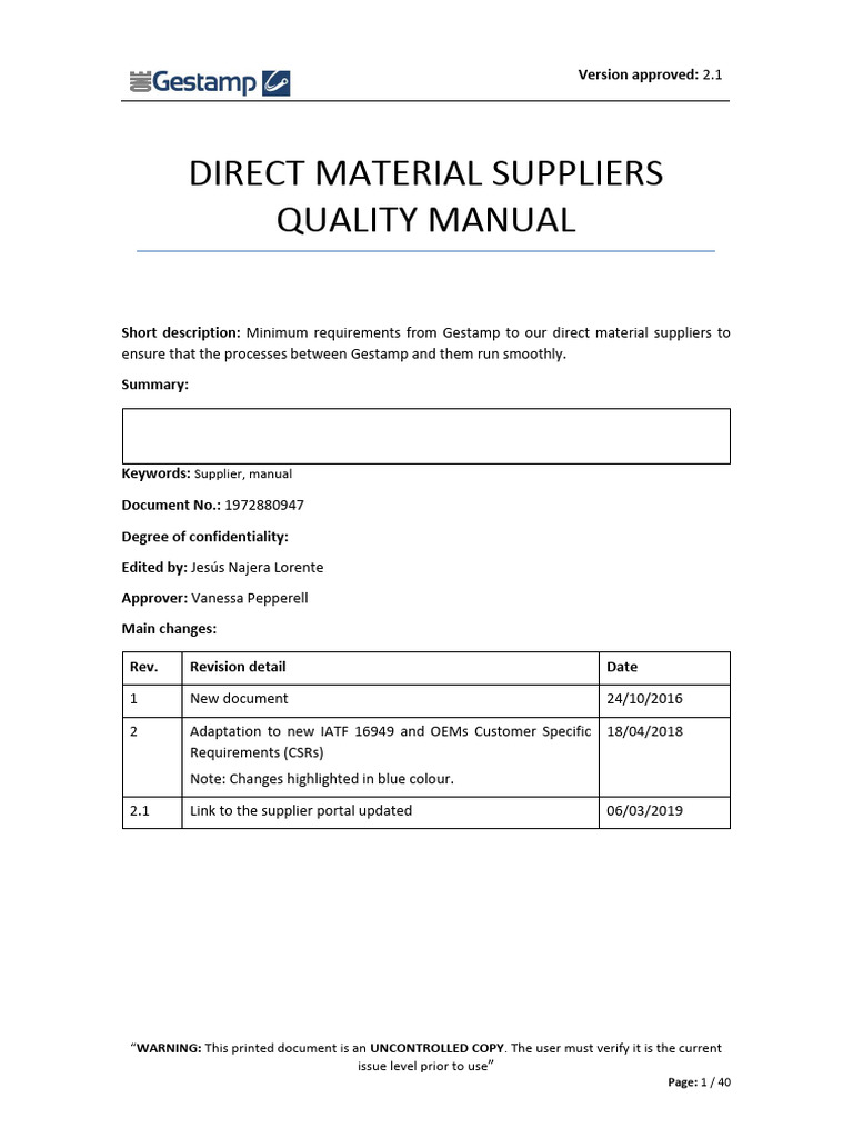 GES_Manual_Quality - | PDF | Supply Chain | Iso 9000