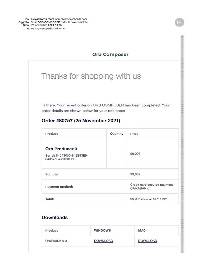 Your ORB COMPOSER order is now complete | PDF