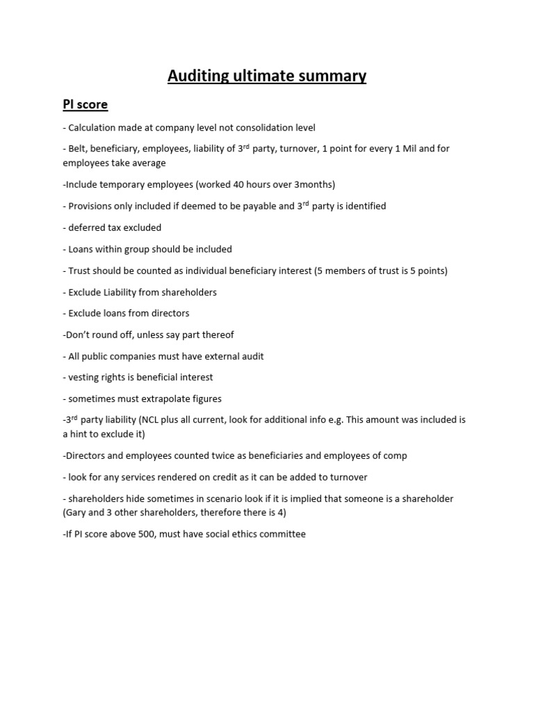 Audits 3A Ultimate Summary | PDF | Audit | Valuation (Finance)