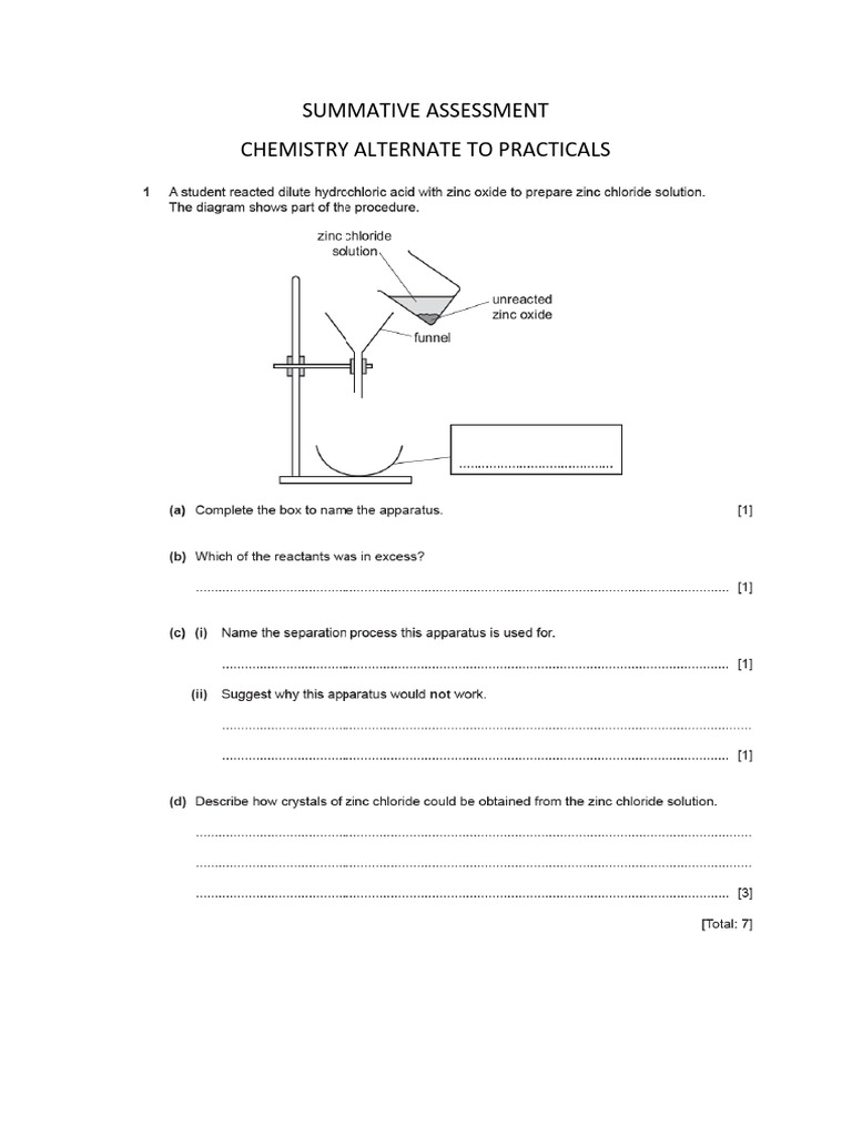 Chemistry Summative Assessment Guide | PDF