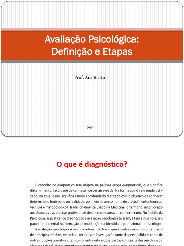 Psicodiagnóstico: Definição e Etapas | PDF | Psicologia | Avaliação ...