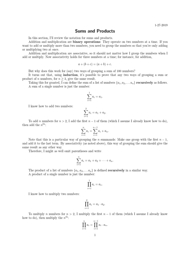Sums and Products | PDF | Summation | Mathematical Logic