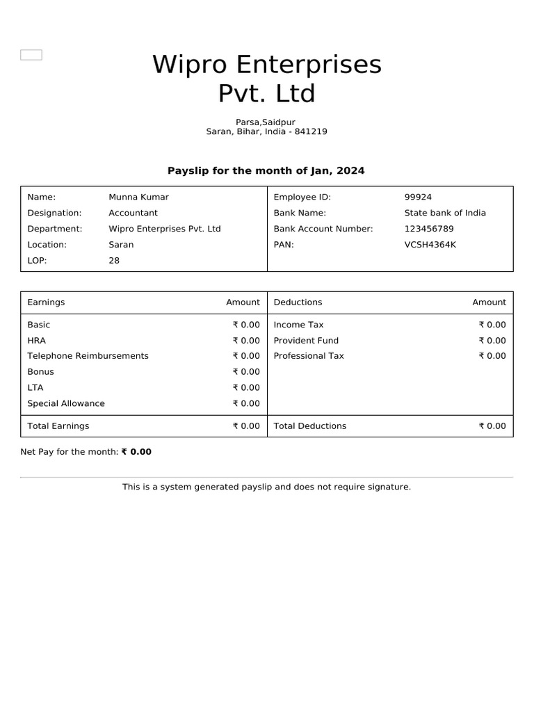 PaySlip 1 2024 | PDF
