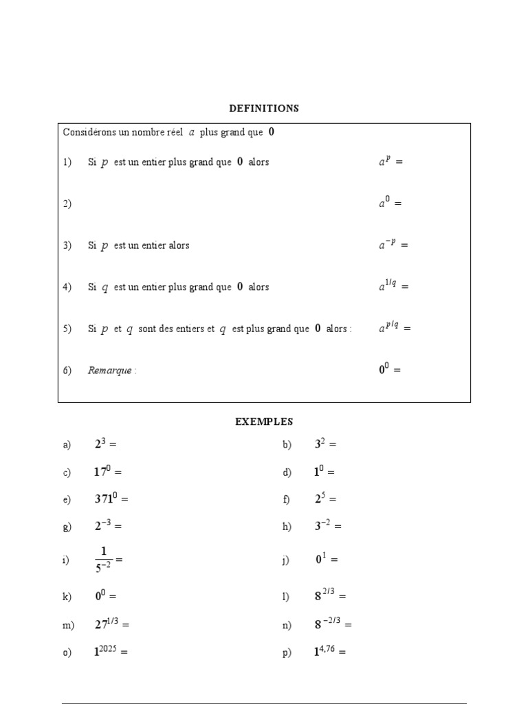 01-Puiss th1 | PDF | Numbers | Elementary Mathematics