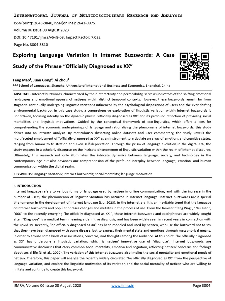 Exploring Language Variation in Internet Buzzwords | PDF | Linguistics ...