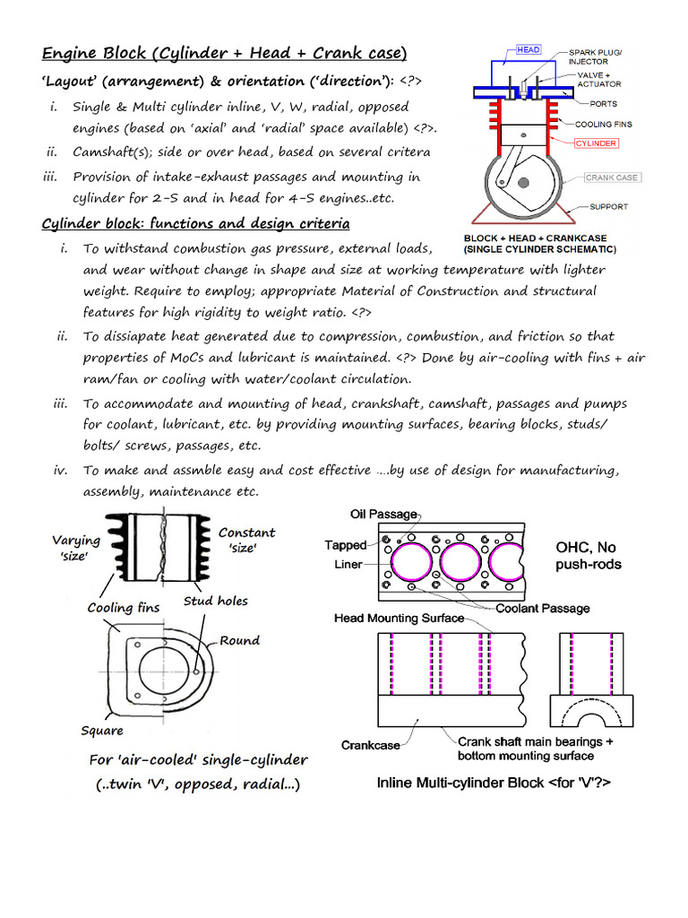 Cylinder Block + Head + Crank Case 2024 | PDF | Mechanical Engineering ...