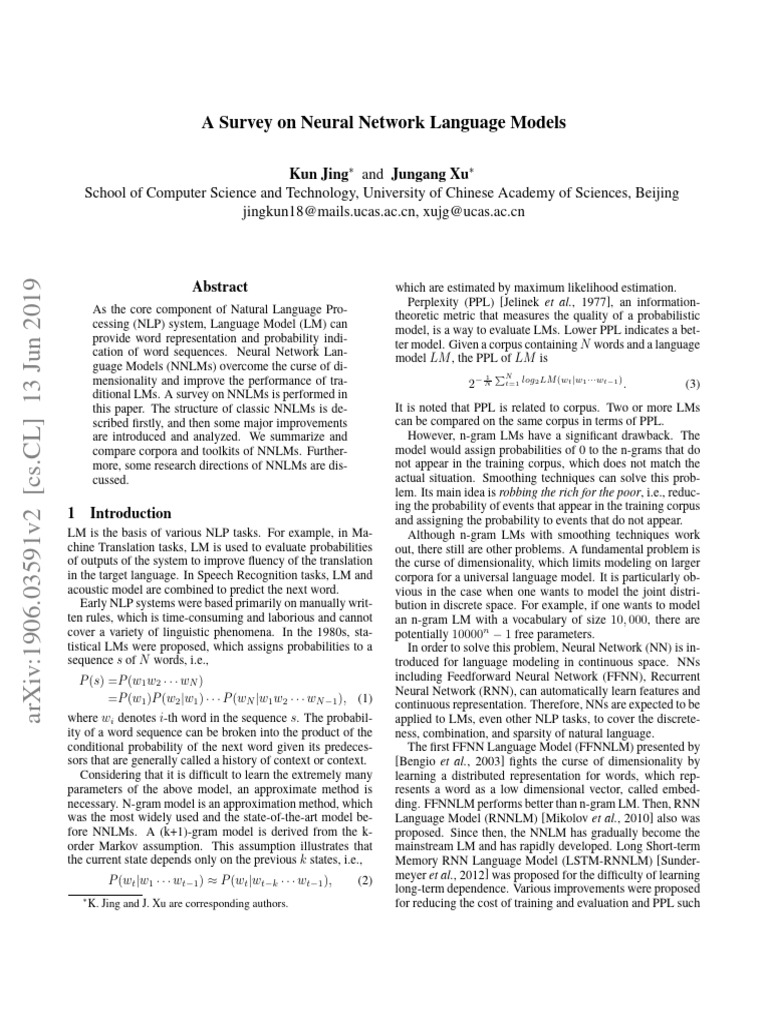 A Survey On Neural Network Language Models | PDF | Artificial Intelligence | Intelligence (AI ...