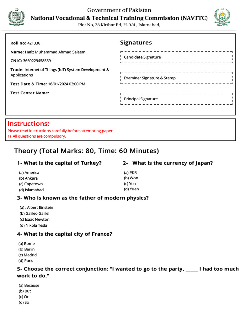 Paper Based Test | PDF