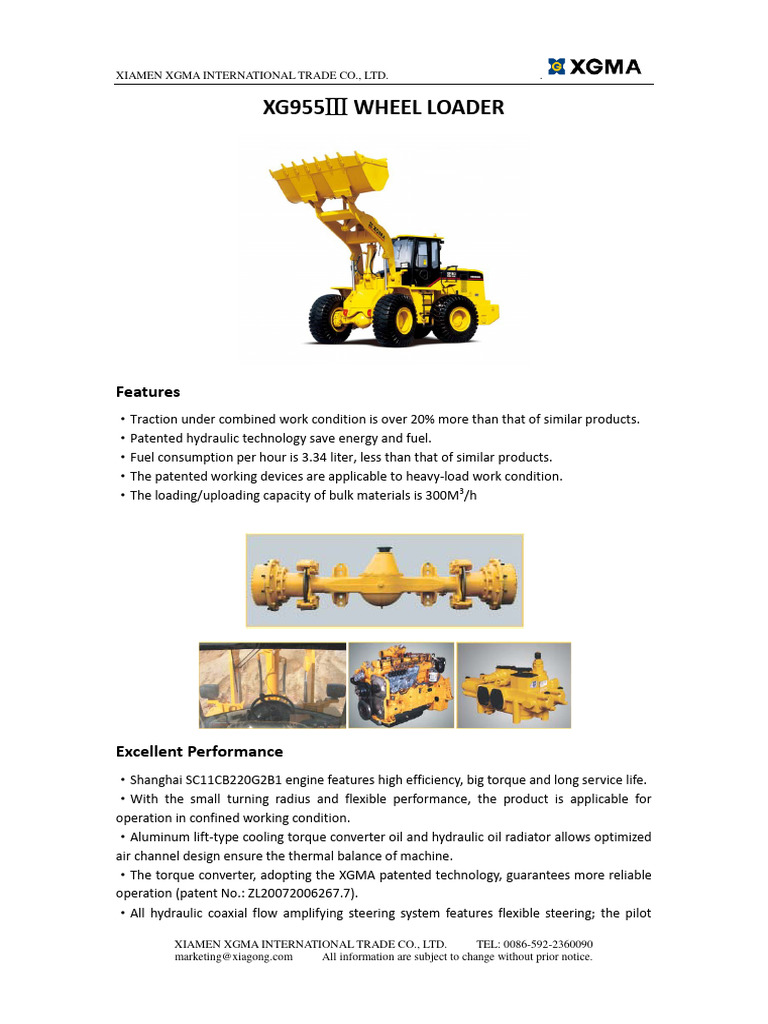 Xgma XG955 | PDF | Vehicle Technology | Manufactured Goods