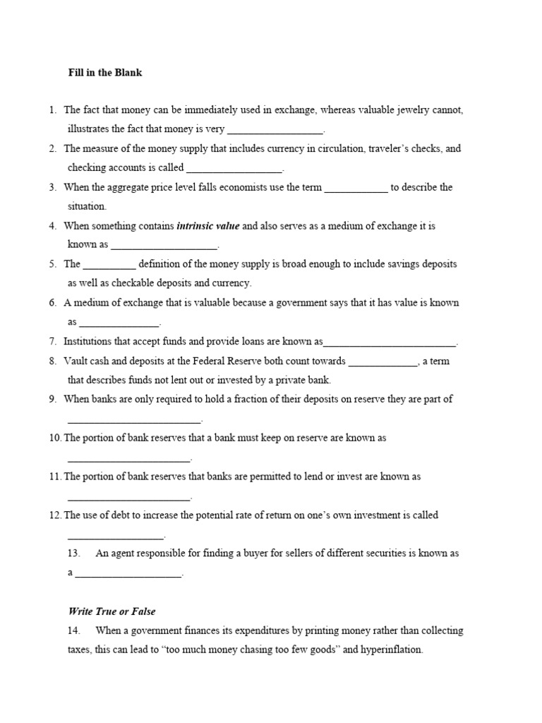 MONEY Questions and Answers | PDF | Money | Money Supply
