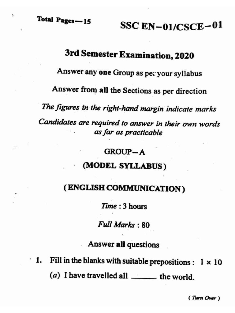 SECC-1 (Communicative English) 2021 (3rd Semester) | PDF