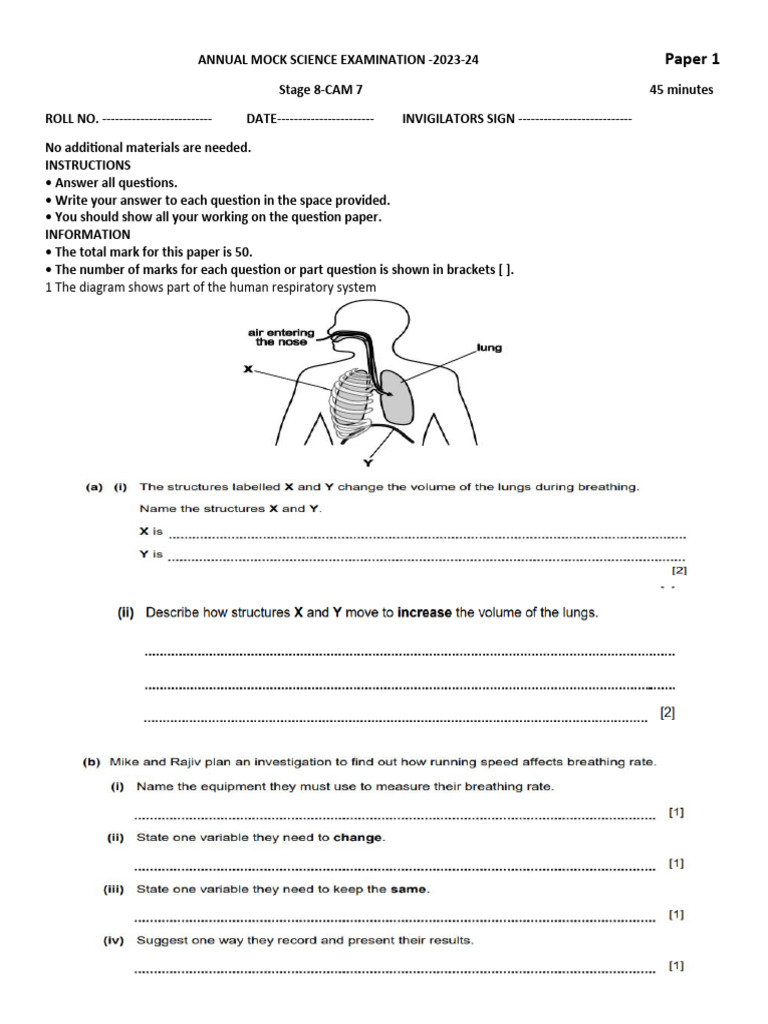 Cam 7 Annual Mock Science Examp12324 | PDF