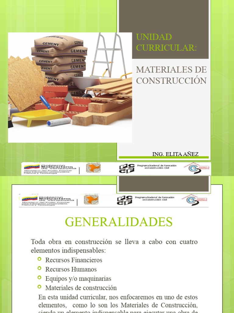 TEMA 1 MATERIALES DE CONSTRUCCION | PDF | Materiales de construcción | Ingeniería