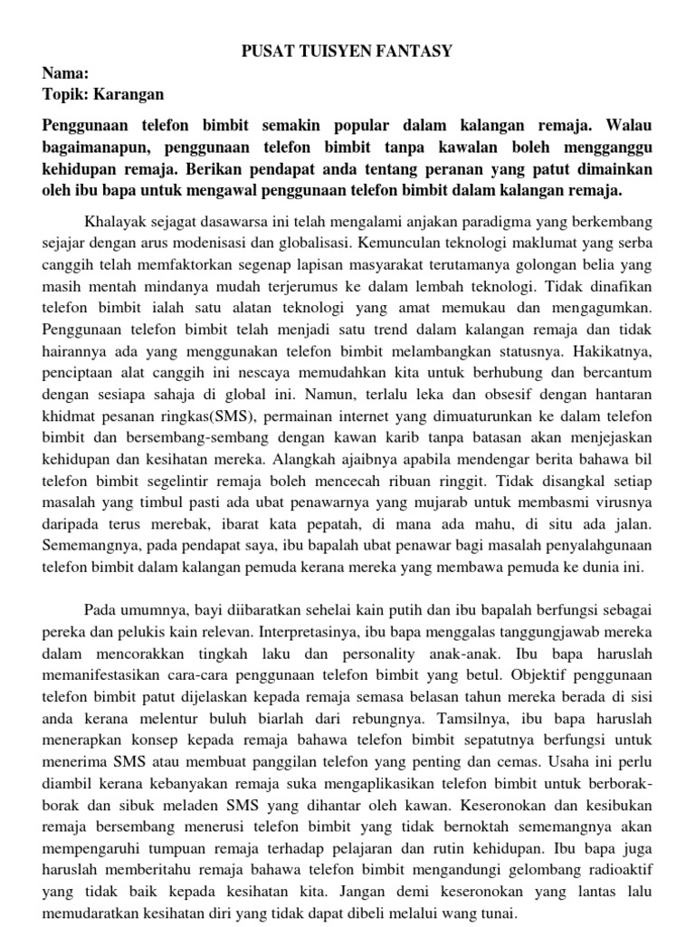 Penggunaan Telefon Bimbit | PDF