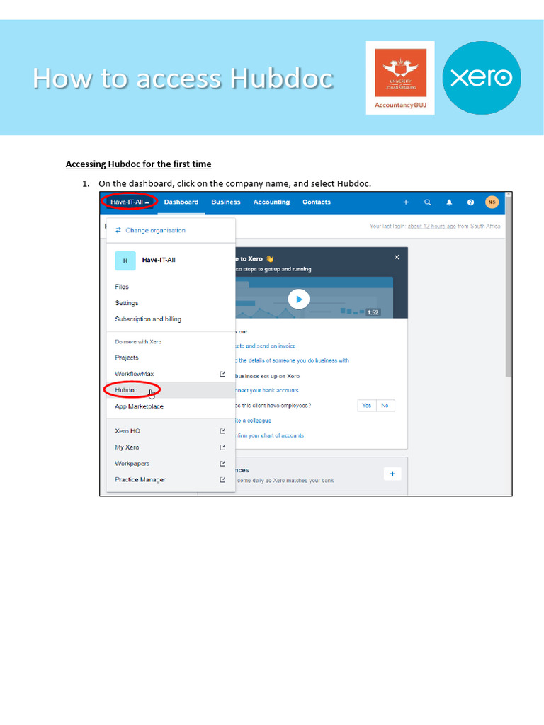 Accessing Hubdoc | PDF