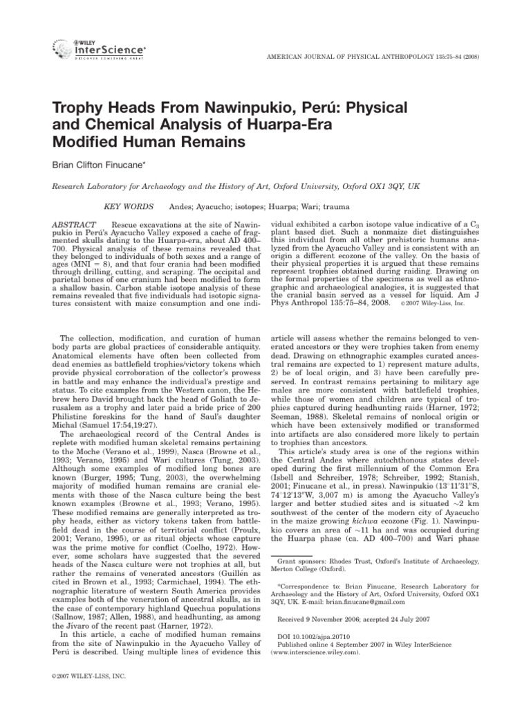 Tete trophée nawinpukio peru | PDF | Skull | Photosynthesis
